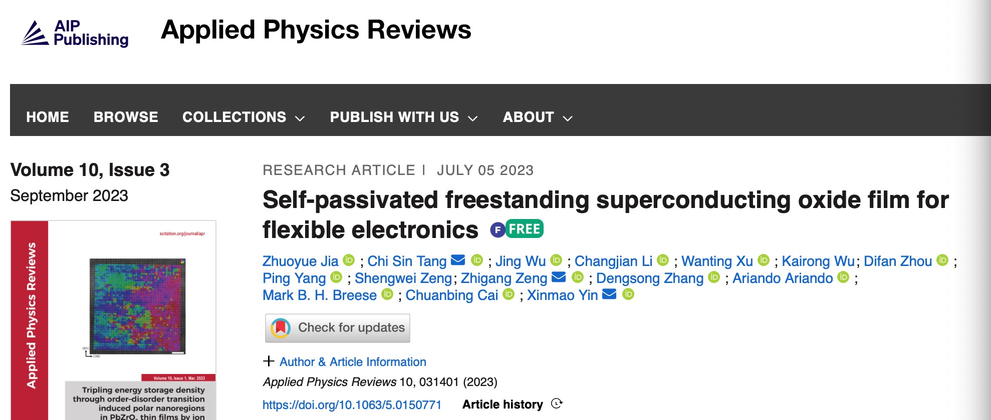 物理系曾志刚副教授和尹鑫茂教授合作在《Applied Physics Reviews》上发表新成果-上海大学理学院