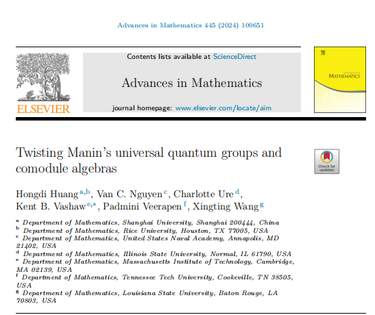 数学系青年教师黄红娣在国际著名数学期刊《Adv. Math.》发表学术论文-上海大学理学院